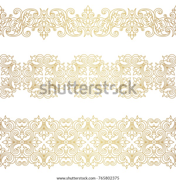 Vector vintage seamless border for design template. Eastern style ...
