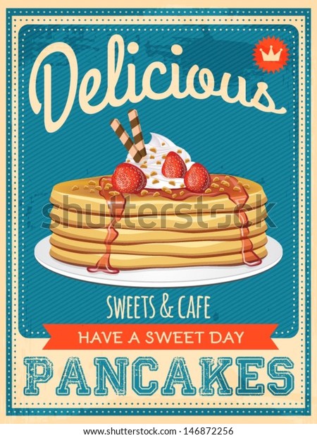 Vector Vintage Styled Pancakes Poster Stock Vector (Royalty Free) 146872256