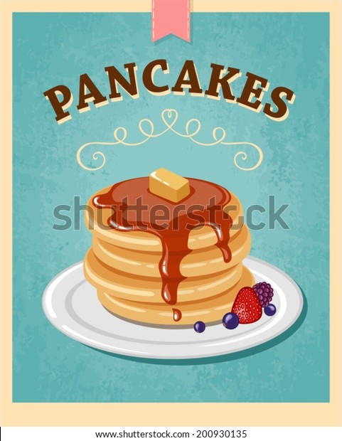 Vector Vintage Styled Pancakes Poster Stock Vector (Royalty Free ...