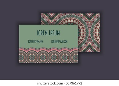 Vector Vintage Visiting Card Set Floral Stock Vector (Royalty Free ...