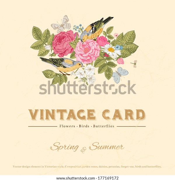 Vector Vintage Wedding Card Victorian Style Stock Vector (Royalty Free ...