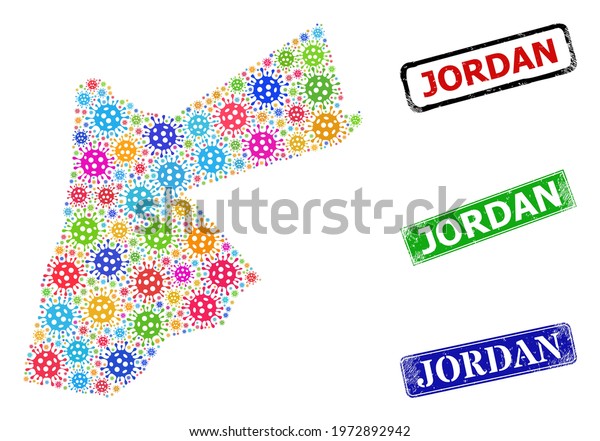 Vector Viral Collage Jordan Map Grunge: vector de stock (libre de ...