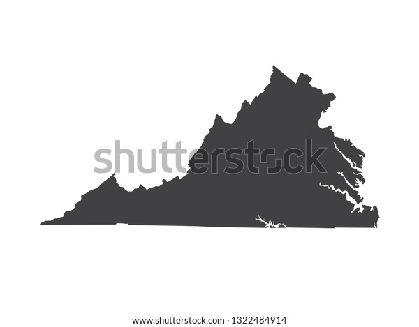 Vector Virginia Map Silhouette Isolated Vector Stock Vector (Royalty ...