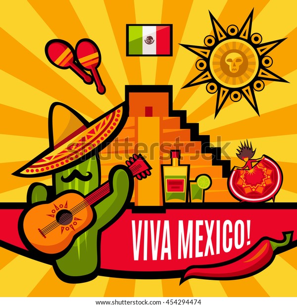 Vector Viva Mexico Bright Poster Design Stock Vector (Royalty Free ...