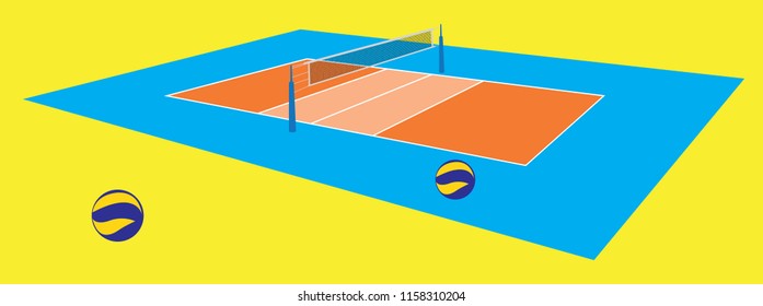 Vector Volleyball Field Isolated On Beautiful Stock Vector (Royalty ...