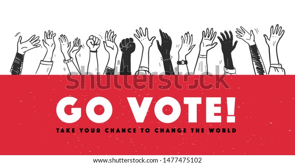 Vector Vote Illustration Hands Raised Isolated 库存矢量图（免版税）1477475102 ...