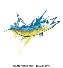 Vector Wahoo Fish Tshirt Design: vector de stock (libre de regalías ...