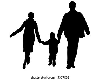 Vector Walking Family Stock Vector (Royalty Free) 5337082 | Shutterstock
