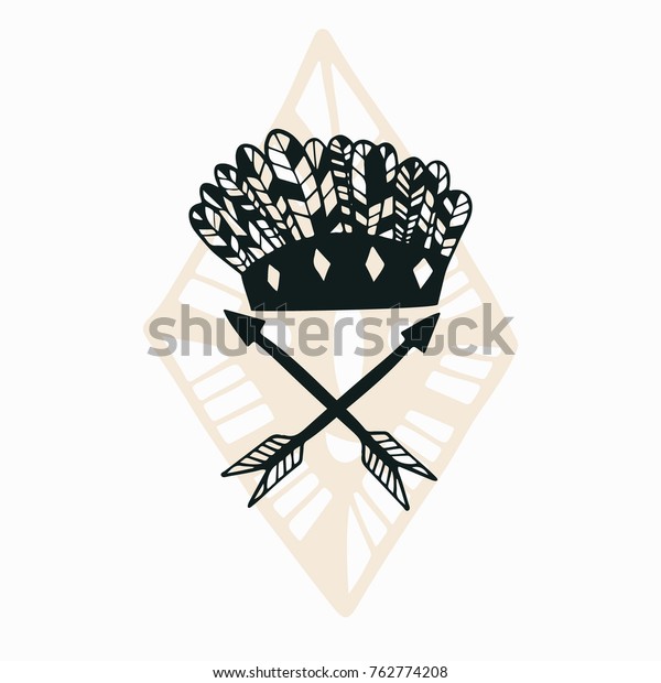 Vector War Bonnet Arrows Vintage Style Stock Vector (Royalty Free ...