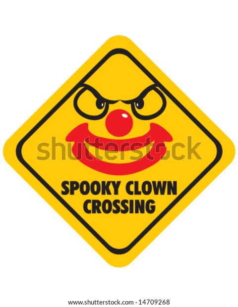 Vector Warning Sign Spooky Clown Crossing Stock Vector (Royalty Free ...