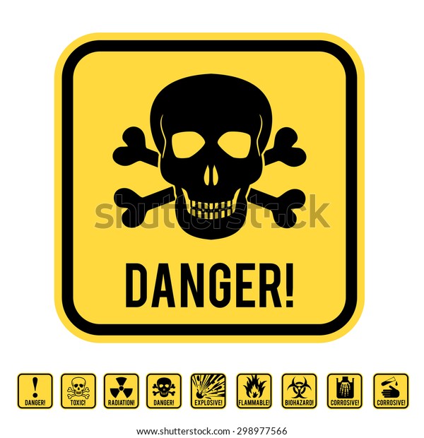 Vector Warning Yellow Road Sign Skull Stock Vector (Royalty Free ...