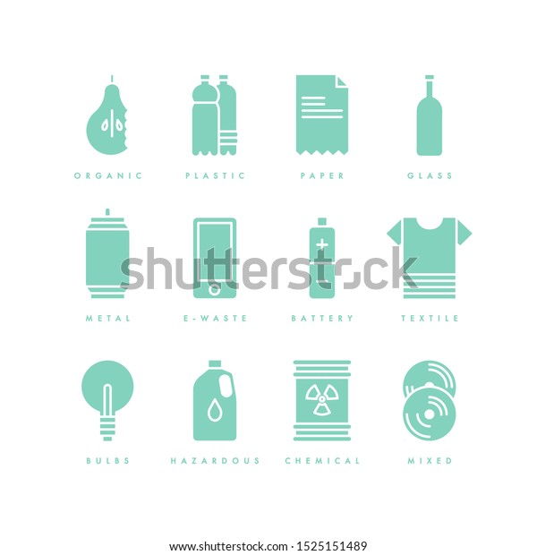 Vector Waste Recycling Icons Garbage Sorting Stock Vector (Royalty Free ...