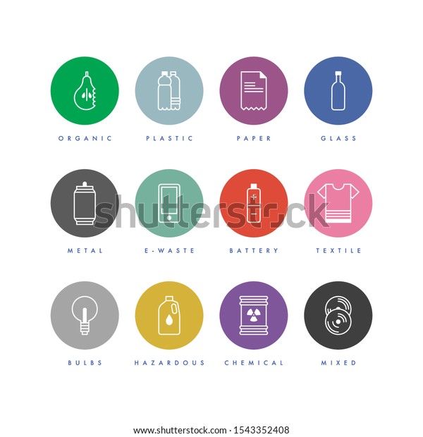 Vector Waste Recycling Icons Garbage Sorting Stock Vector (Royalty Free ...