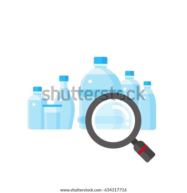 Vector Water Plastic Bottles Magnifier Examination 스톡 벡터(로열티 프리 ...