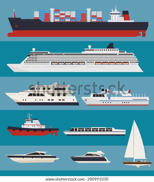 Vector Water Transport Cargo Ships Cruise Stock Vector (Royalty Free ...