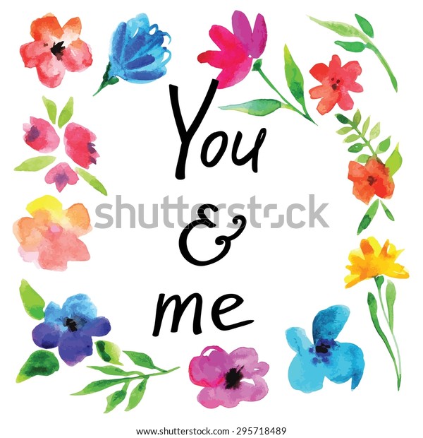 Vector Watercolor Flowers Calligraphy Text You: vector de stock (libre ...