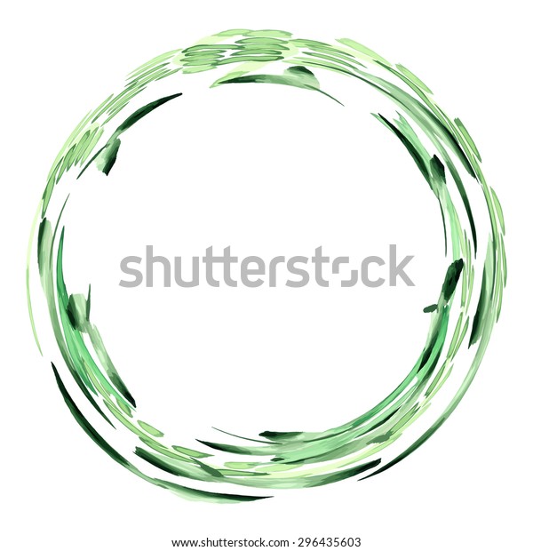 Vector Watercolor Green Circle Frame Stock Vector (Royalty Free ...