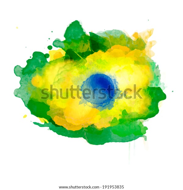 Vector Watercolor Splash Brazil Flag Concept Stock Vector (Royalty Free ...