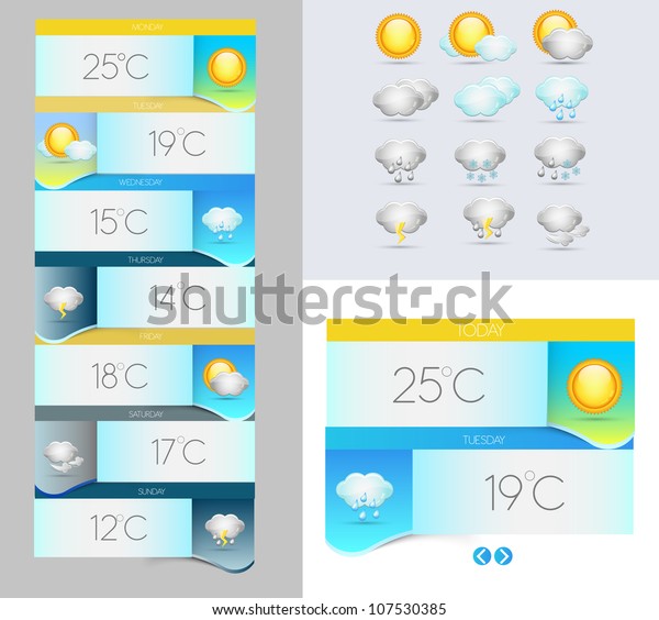 Vector Weather Symbols Banners Stock Vector (Royalty Free) 107530385 ...