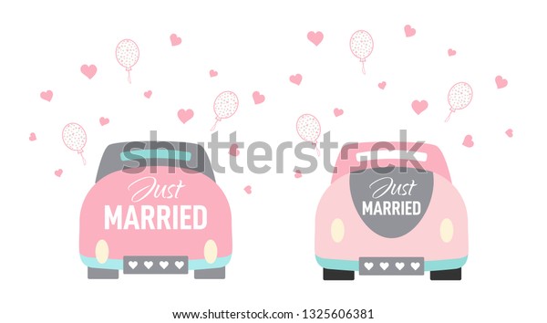 Vector Wedding Car Cartoon Style Just Stock Vector (Royalty Free ...