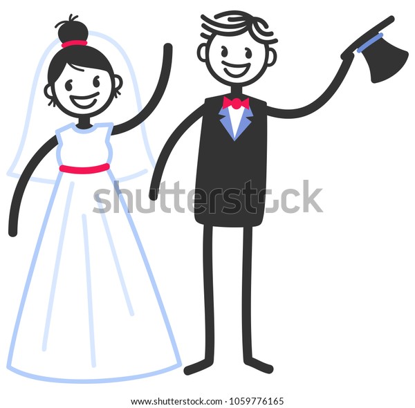 Vector Wedding Illustration Happy Stick Figures Stock Vector (Royalty ...