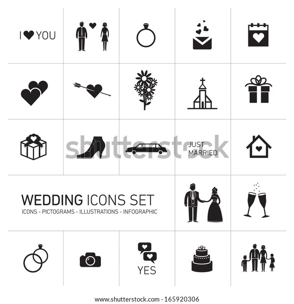 Vector Wedding Valentine Romantic Icon Pictogram: เวกเตอร์สต็อก (ปลอด ...