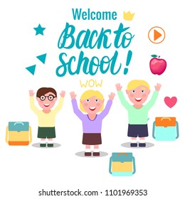 Vector Welcome Back School Cartoon Girl: เวกเตอร์สต็อก (ปลอดค่า ...