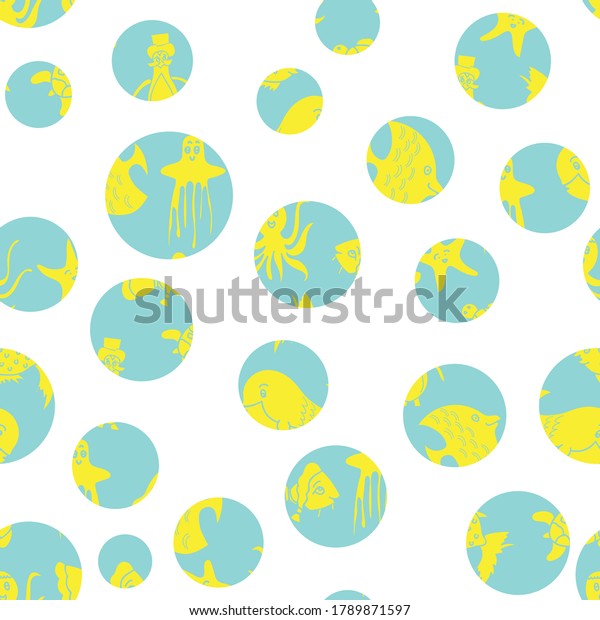 Vector White Aqua Silhouette Circles Seamless Stock Vector (Royalty ...