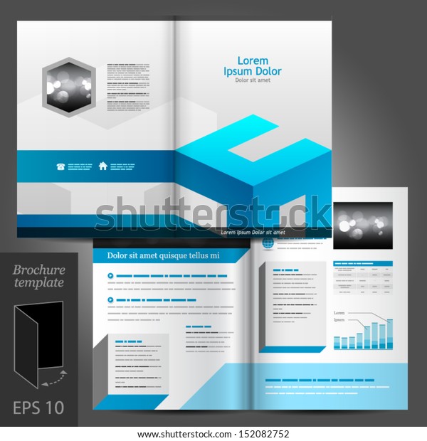 Vector White Brochure Template Design Blue Stock Vector (Royalty Free ...