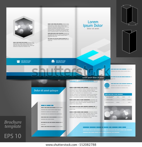 Vector White Brochure Template Design Blue Stock Vector (Royalty Free ...