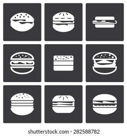 Vector White Burger Icons Set Stock Vector (Royalty Free) 282588782