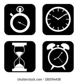 Vector White Clocks Icons Black Squares Stock Vector (Royalty Free ...