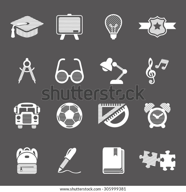Vector White Education Icons Set On Stock Vector (Royalty Free ...