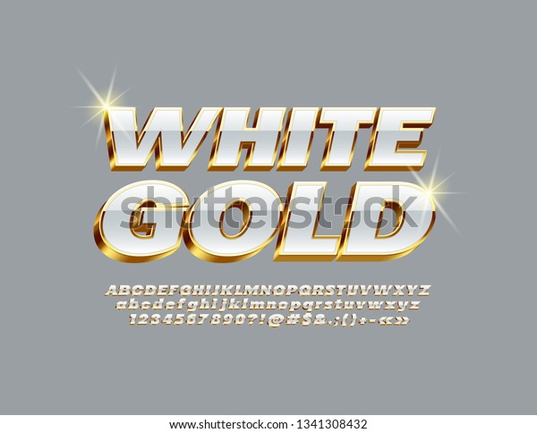 Vector White Gold Alphabet Letters Numbers Stock Vector (Royalty Free ...