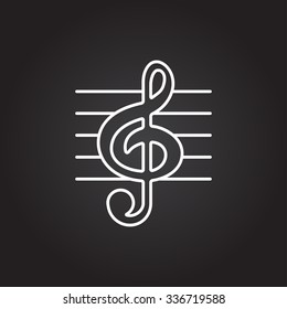 Vector White Music Icon On Dark Stock Vector (Royalty Free) 336719588 ...