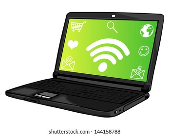 Vector Wifi Laptop Stock Vector (Royalty Free) 144158788 | Shutterstock