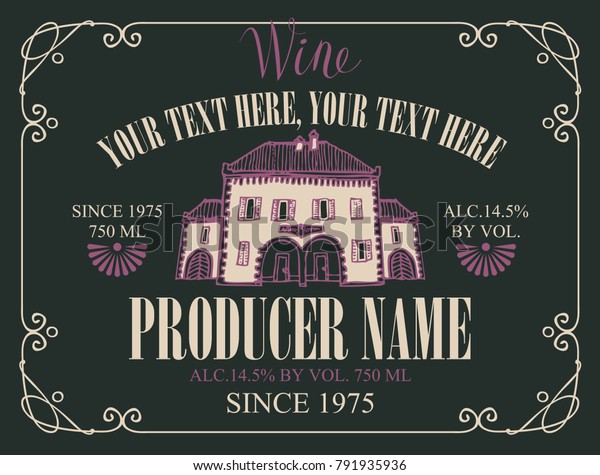 Vector Wine Label Handwritten Inscription Cartoon Stock Vector (Royalty ...