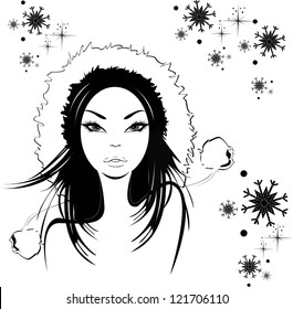 Vector Winter Girl Stock Vector (Royalty Free) 121706110 | Shutterstock
