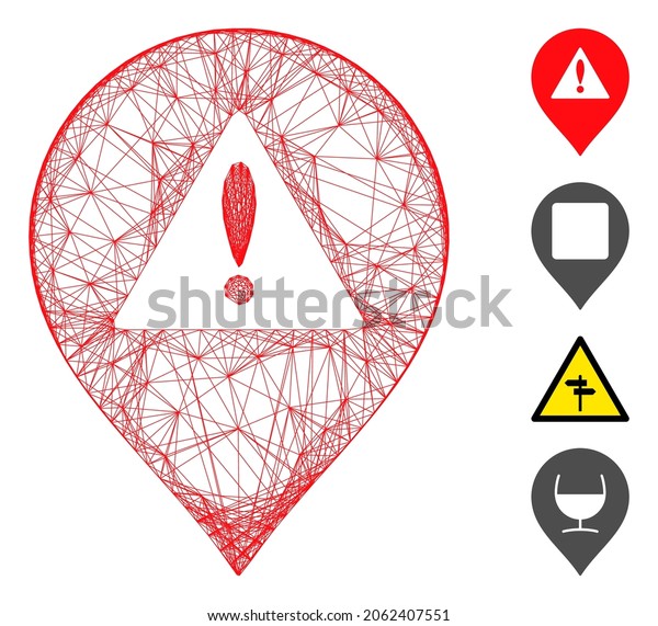 Vector Wire Frame Danger Map Marker Stock Vector (Royalty Free ...
