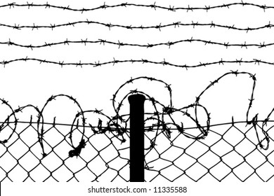Barbed Wire Prison Fence Vector Illustration Stock Vector (Royalty Free ...