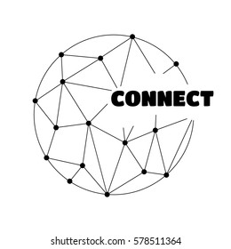 Vector Wireframe Connecting Earth Sphere Globe Stock Vector (Royalty ...