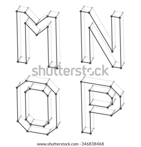 Vector Wireframe Font Alphabet Letters M Stock Vector (Royalty Free ...