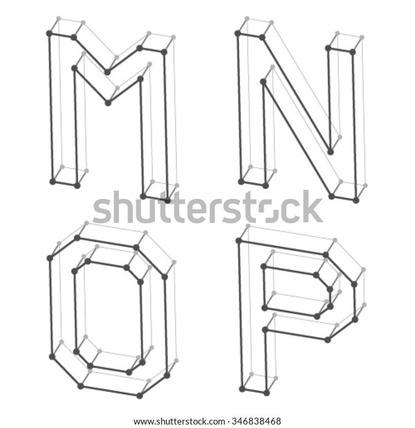 Vector Wireframe Font Alphabet Letters M Stock Vector (Royalty Free ...