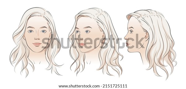 Vector Woman Face Different Angle View Stock Vector (Royalty Free ...