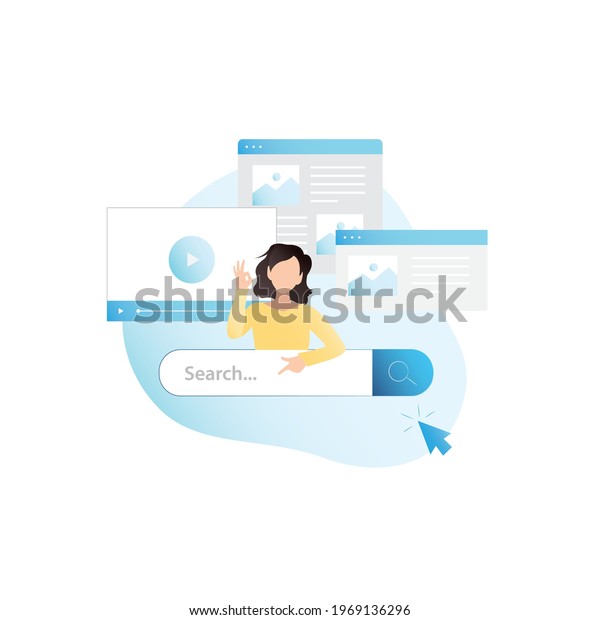 Vector Woman Points Finger Address Bar Stock Vector (Royalty Free ...