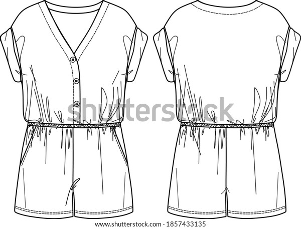 Vector Woman Short Technical Drawing Woman Stock Vector (Royalty Free ...