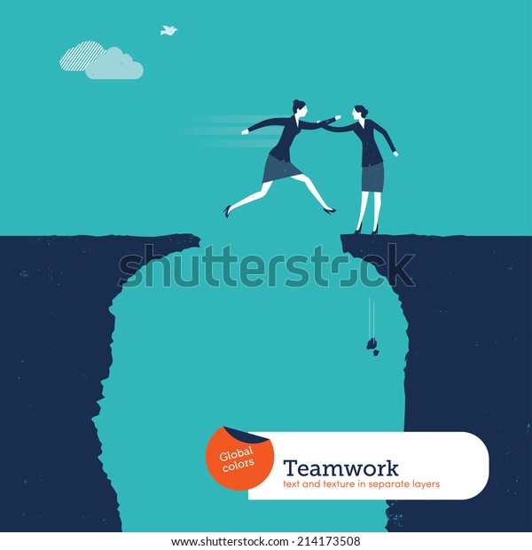 Vector Women Springing Over Abyss Vector Stock Vector (Royalty Free ...