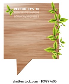 Vector Wooden Board Speech Bubbles Eco Stock Vector (Royalty Free ...