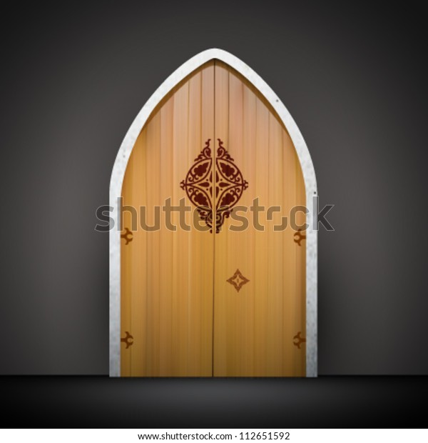 Vector Wooden Door Illustration Stock Vector (Royalty Free) 112651592