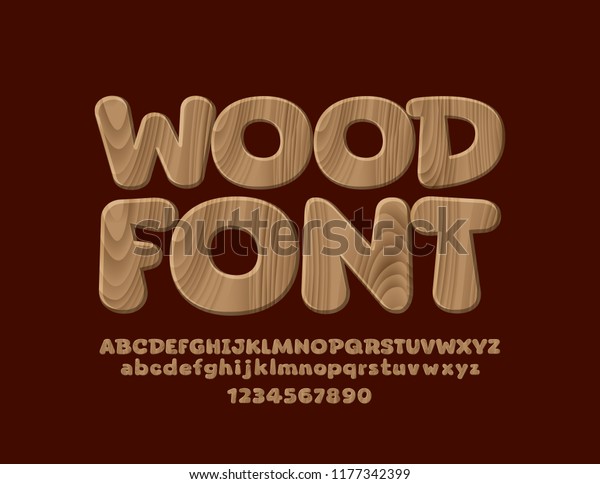 Vector Wooden Textured Font Set Natural Stock Vector (Royalty Free ...